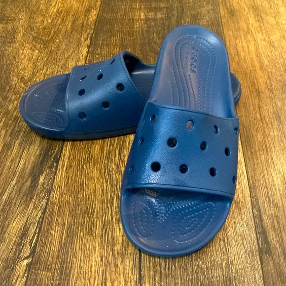 CROCS | Shoes | Croc Slides Navy Blue | Poshmark